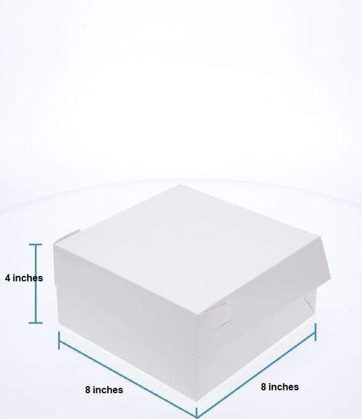 8” x 8” x 4” Low Height Cake Dessert Box with Top Cover - Gloss White ...